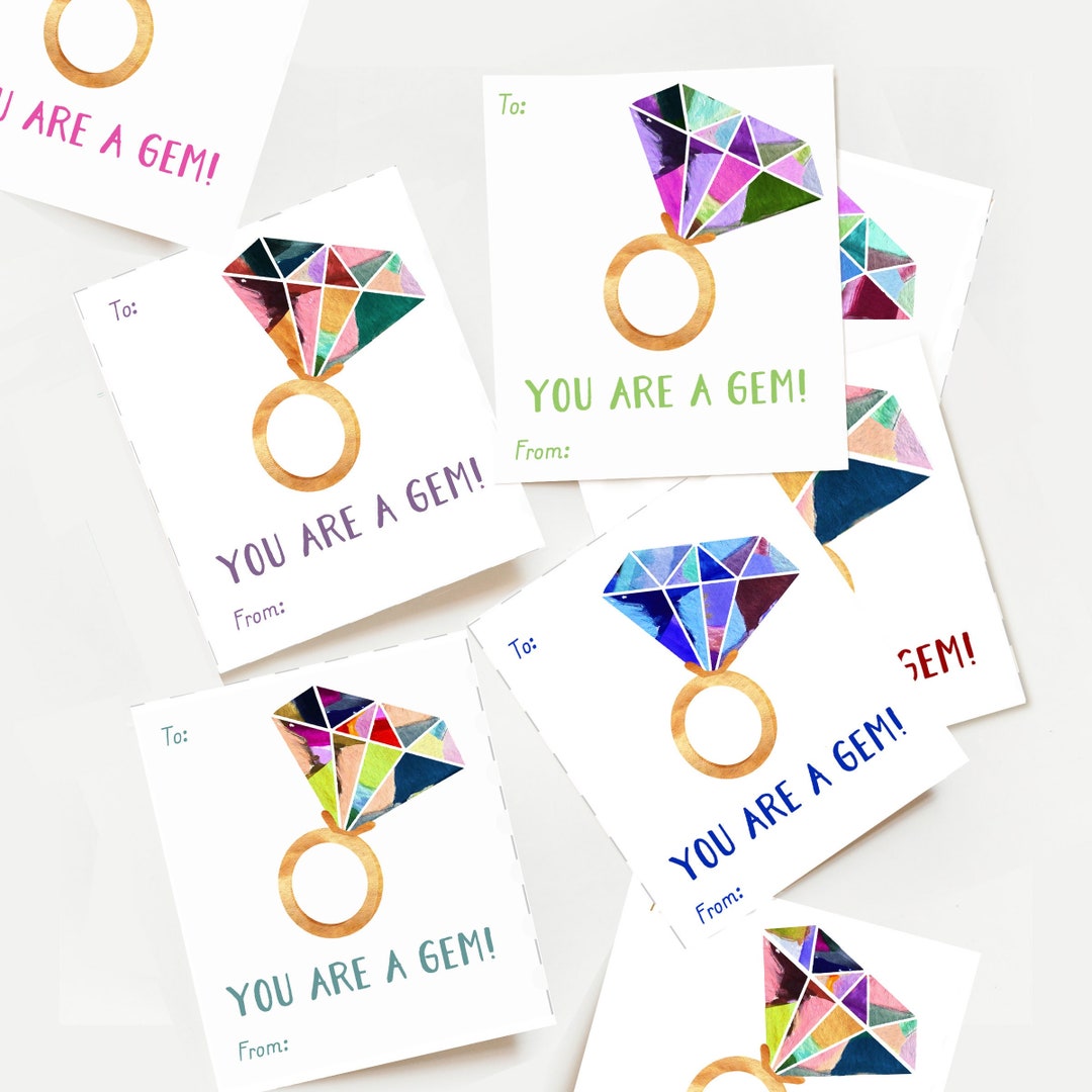 PRINTABLE Valentines for Kids: You Are a Gem DIGITAL DOWNLOAD - Etsy