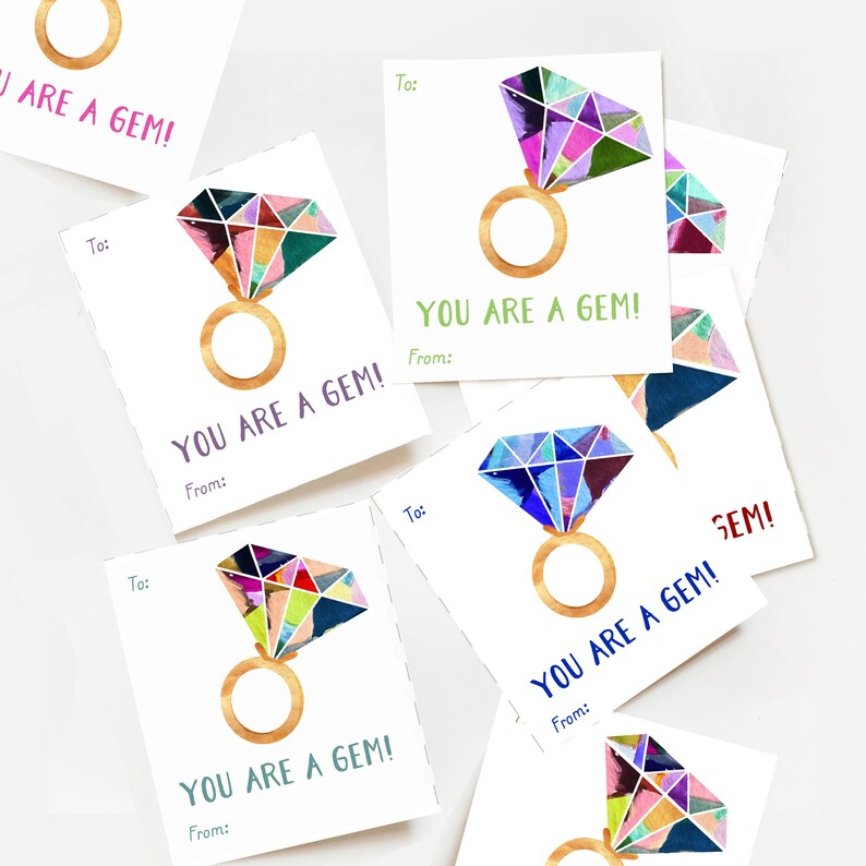 PRINTABLE Valentines for Kids: You Are a Gem DIGITAL DOWNLOAD - Etsy