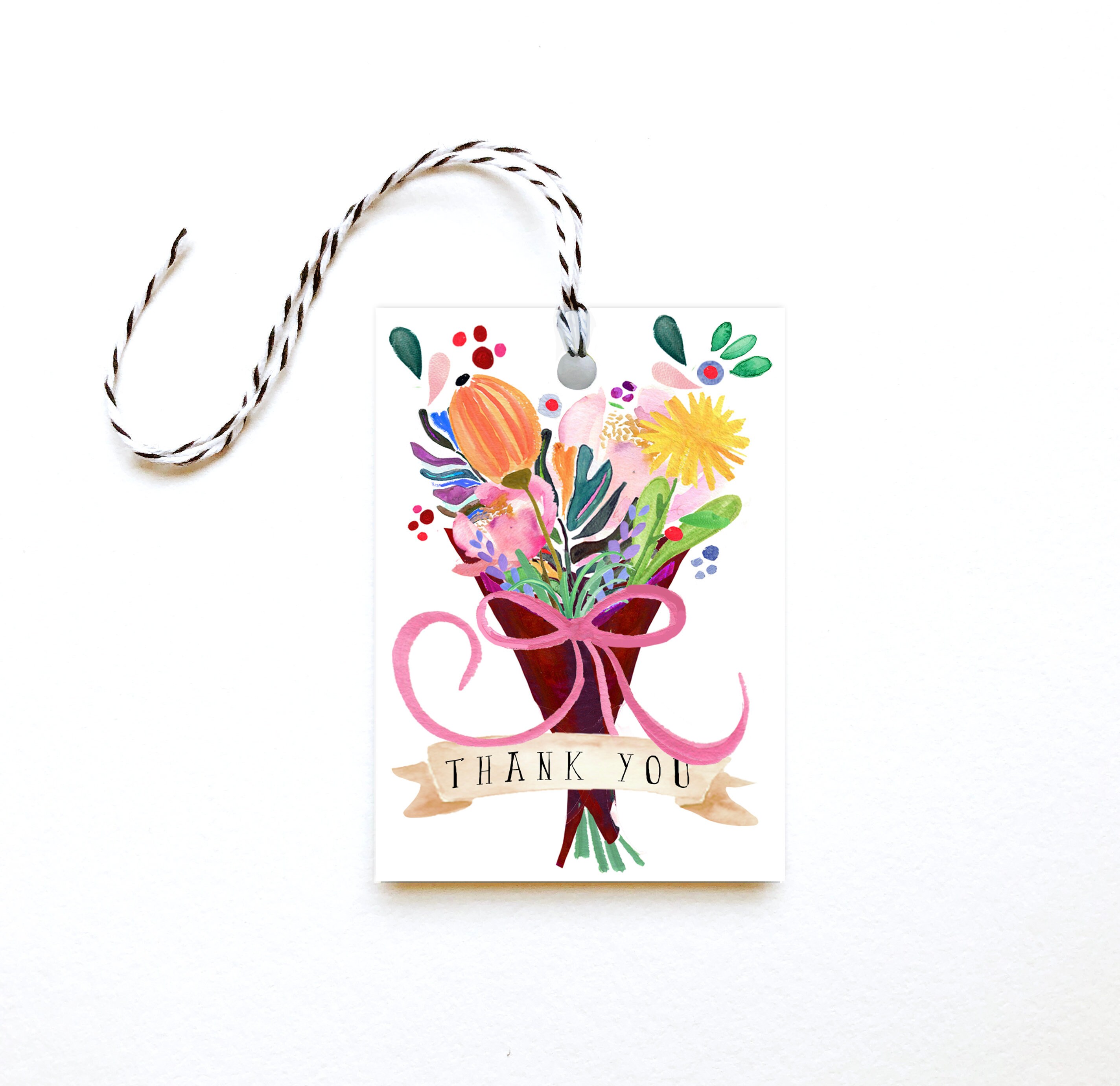 Gift Tags Pack of 10: Thank You Flower Bouquet - Etsy
