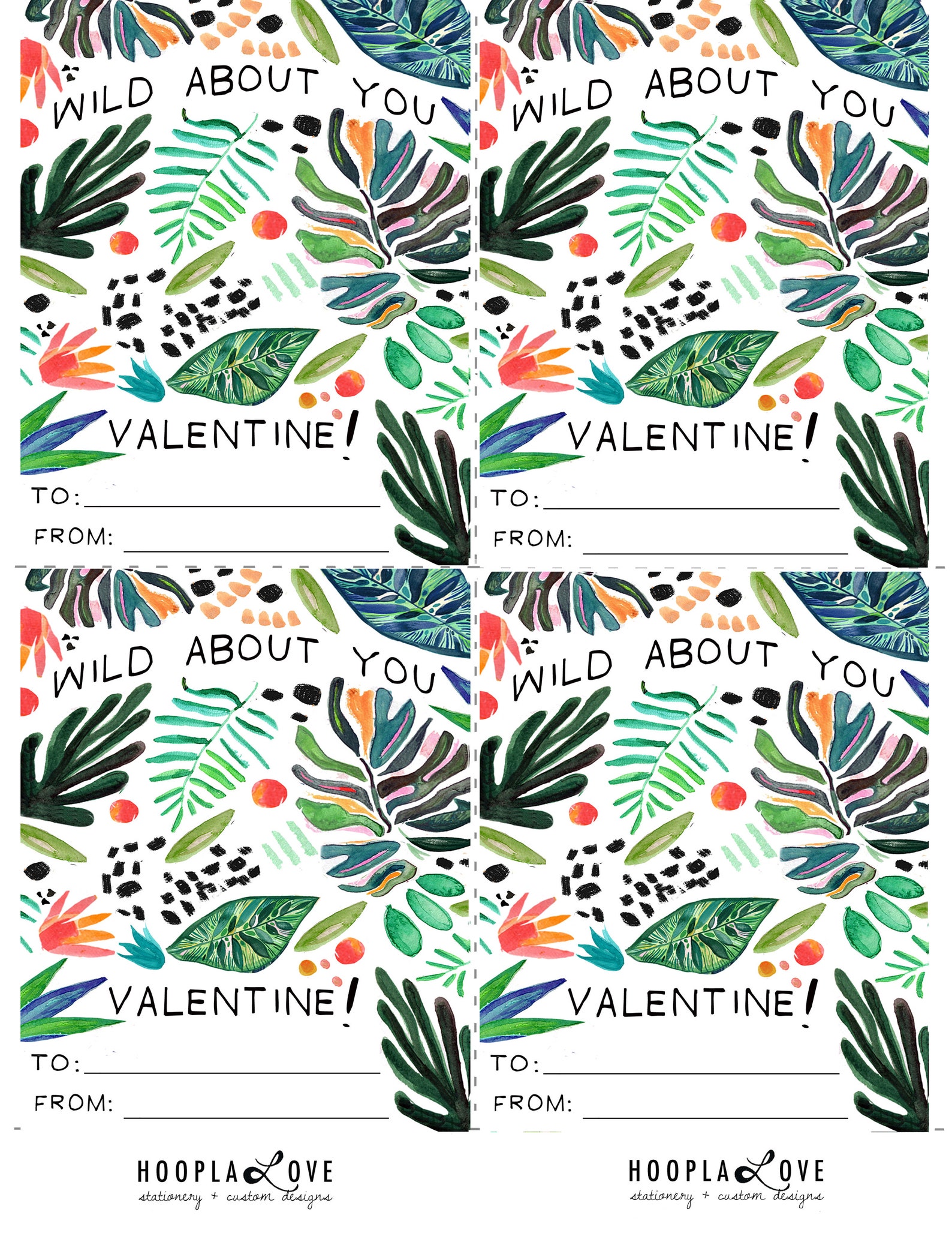 PRINTABLE Valentines Kids: wild About You DIGITAL - Etsy