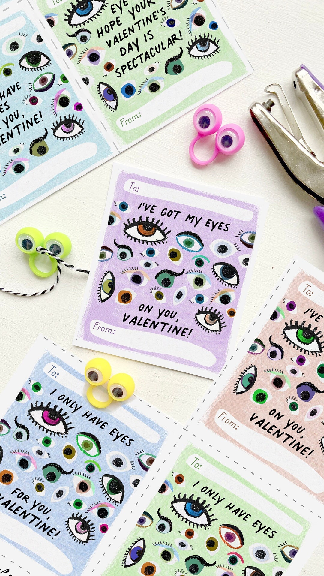 PRINTABLE Valentines for Kids: Eyes for You Valentine DIGITAL DOWNLOAD ...