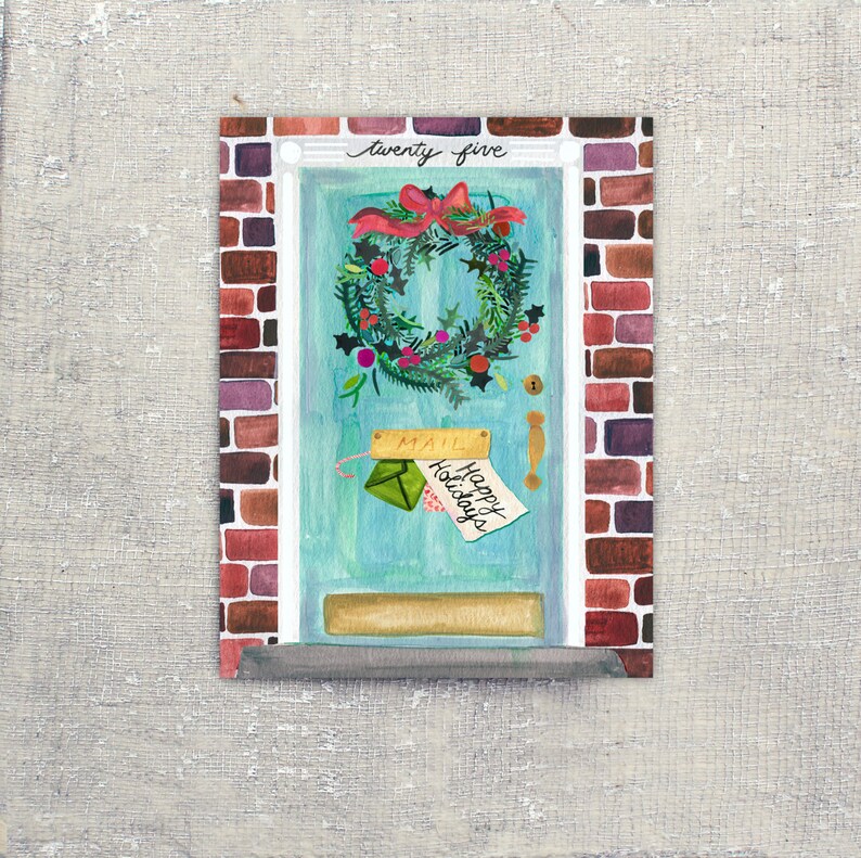 Happy Holiday Front Door Card: Single Card - Etsy