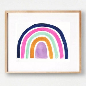 Rainbow preppy Illustration: Custom Watercolor Painting in 5x7 or 8x10 ...
