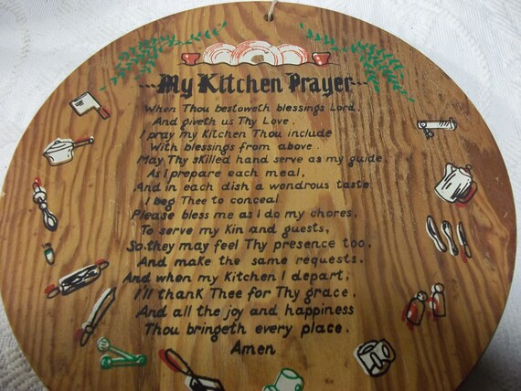 Vintage Wooden Kitchen Prayer Wall Hanging Retro Etsy
