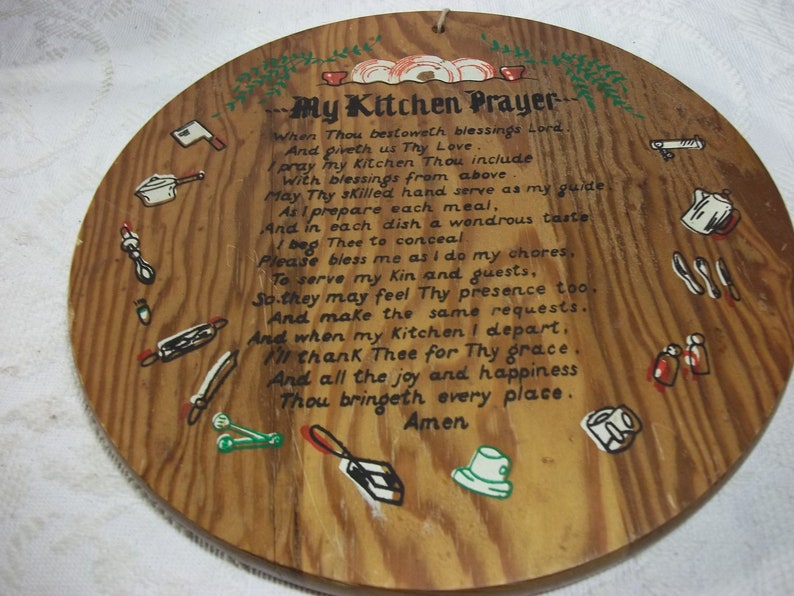 Vintage Wooden Kitchen Prayer Wall Hanging Retro Etsy