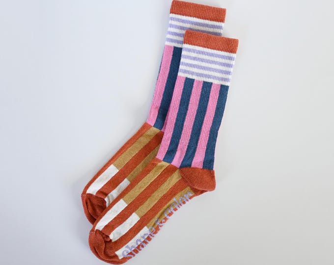 The Colorblock Crew Sock | Pink & Blue | Made in the USA | Recycled ...