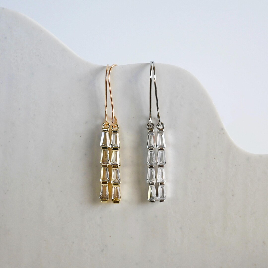 Rain Earrings || Dainty Art Deco Cubic Zirconia Drop Art Deco Elegant ...