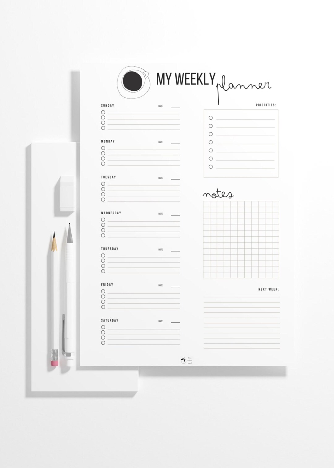 MY Weekly Planner, 7 Day Planner Printable, Daily Planner, Daily to Do ...