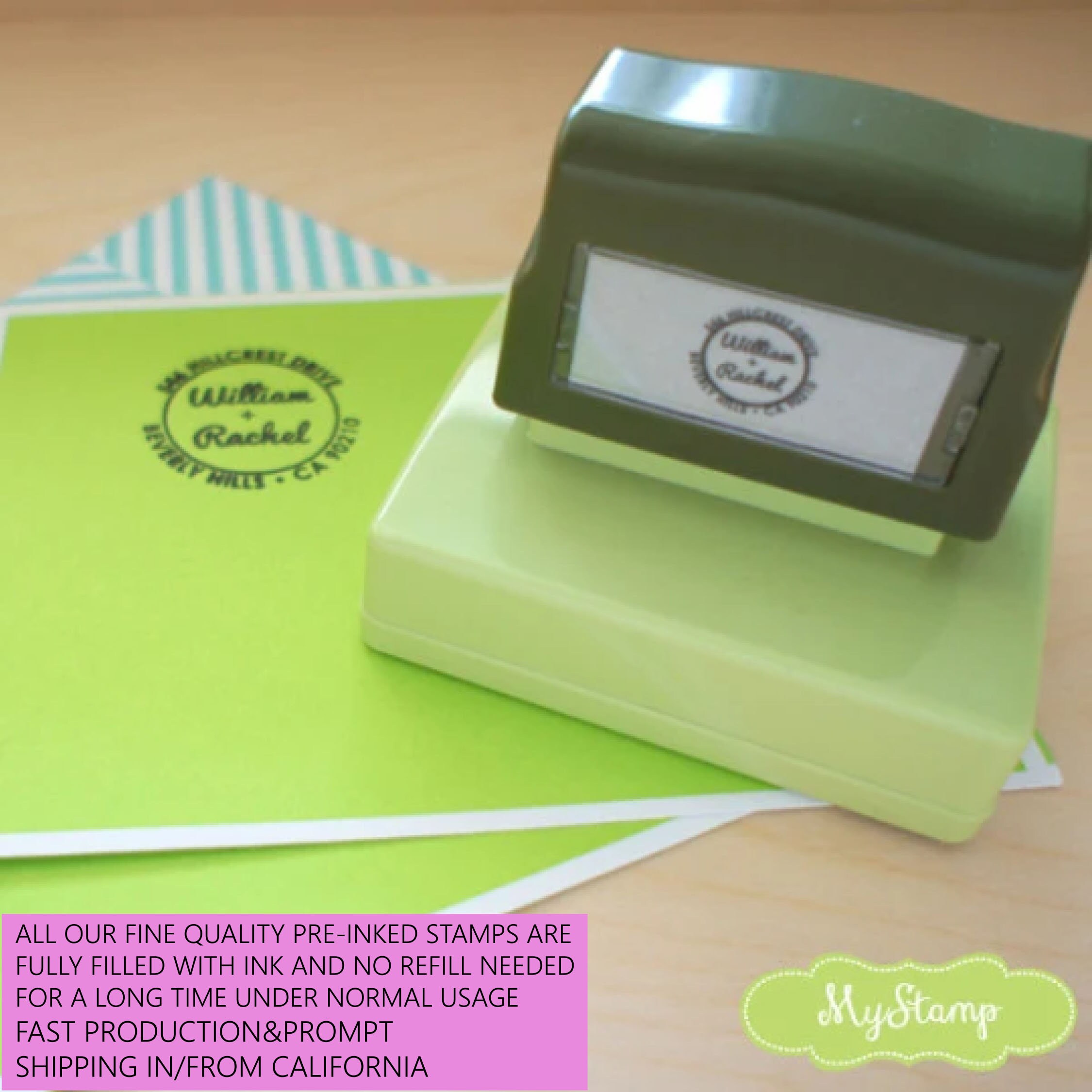 Self-inking CUSTOM STAMP, Pre Inked/self-inking, Address Stamp, Custom ...