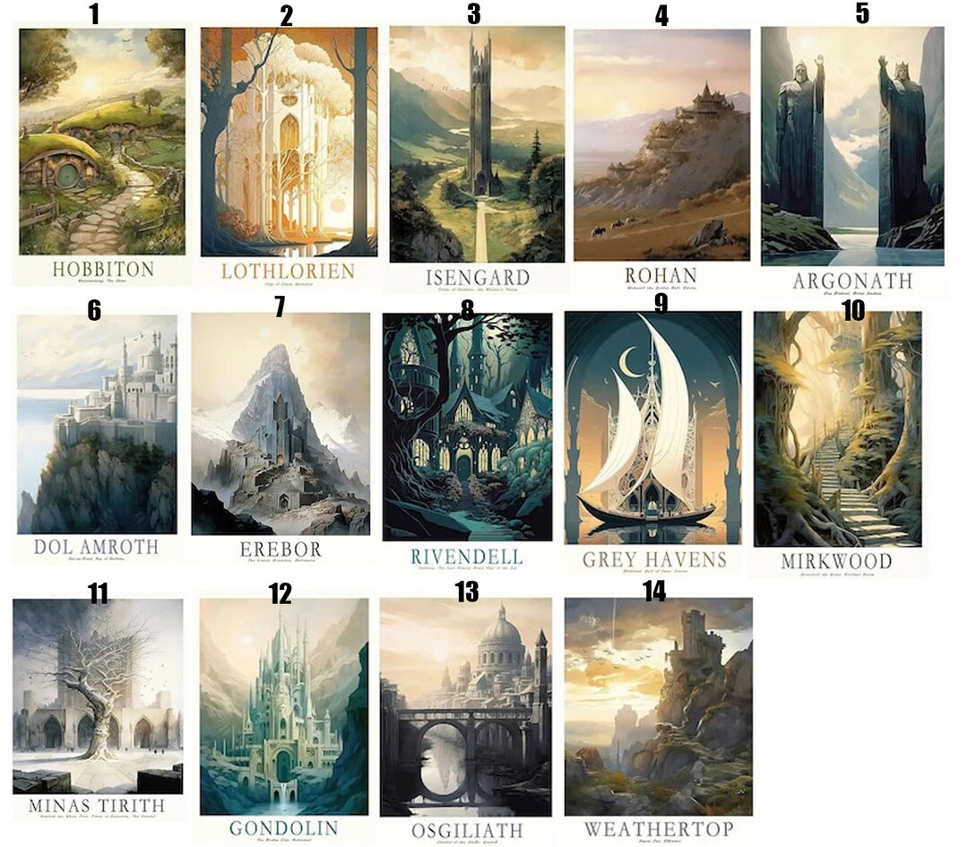 Lord of the Rings Poster, Middle-earth Poster, Retro Travel Poster ...
