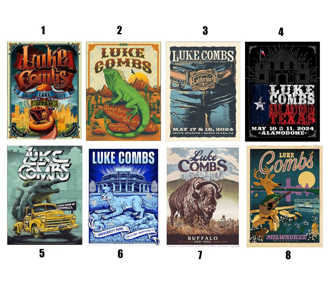Luke Combs Poster, Luke Combs 2024 Tour Concert Poster, Luke Combs June ...