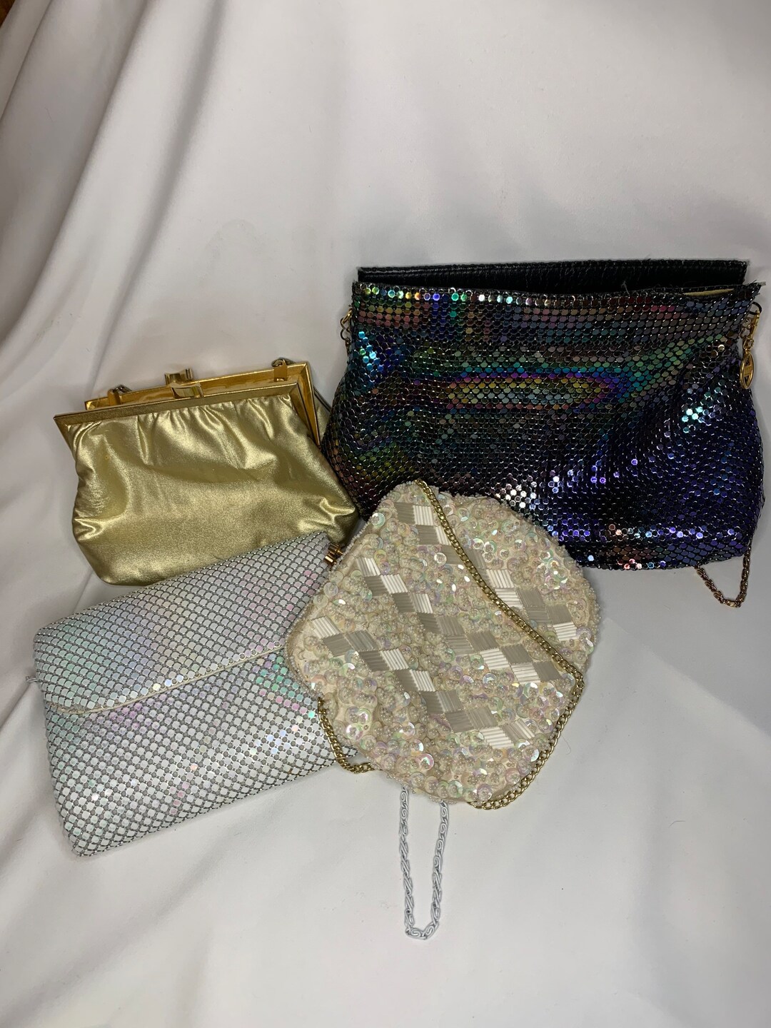 Vintage Evening Purses, Party Bags, Metal Mesh, Sequins and Chains Lot ...