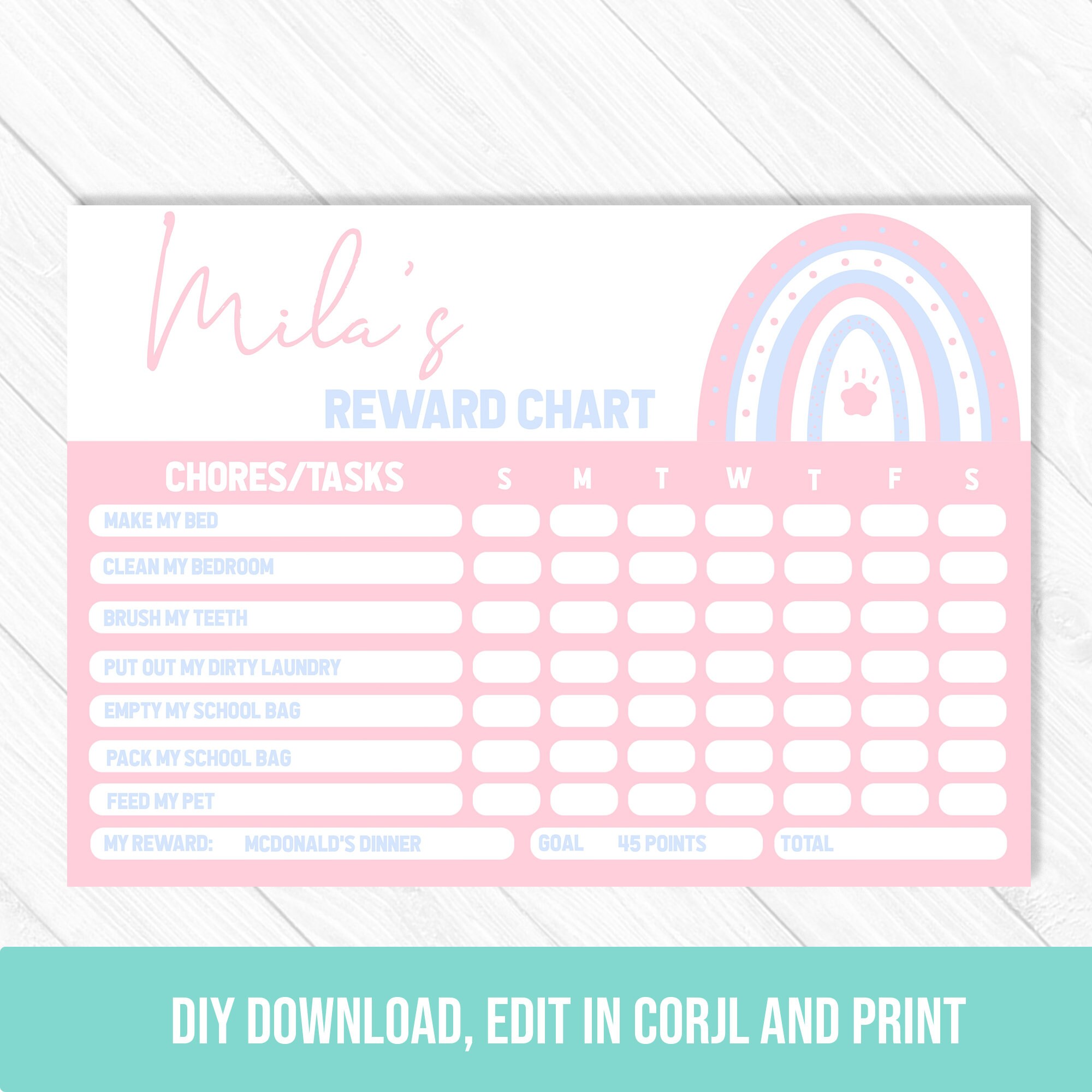 DIY Printable | Reward Charts - Etsy