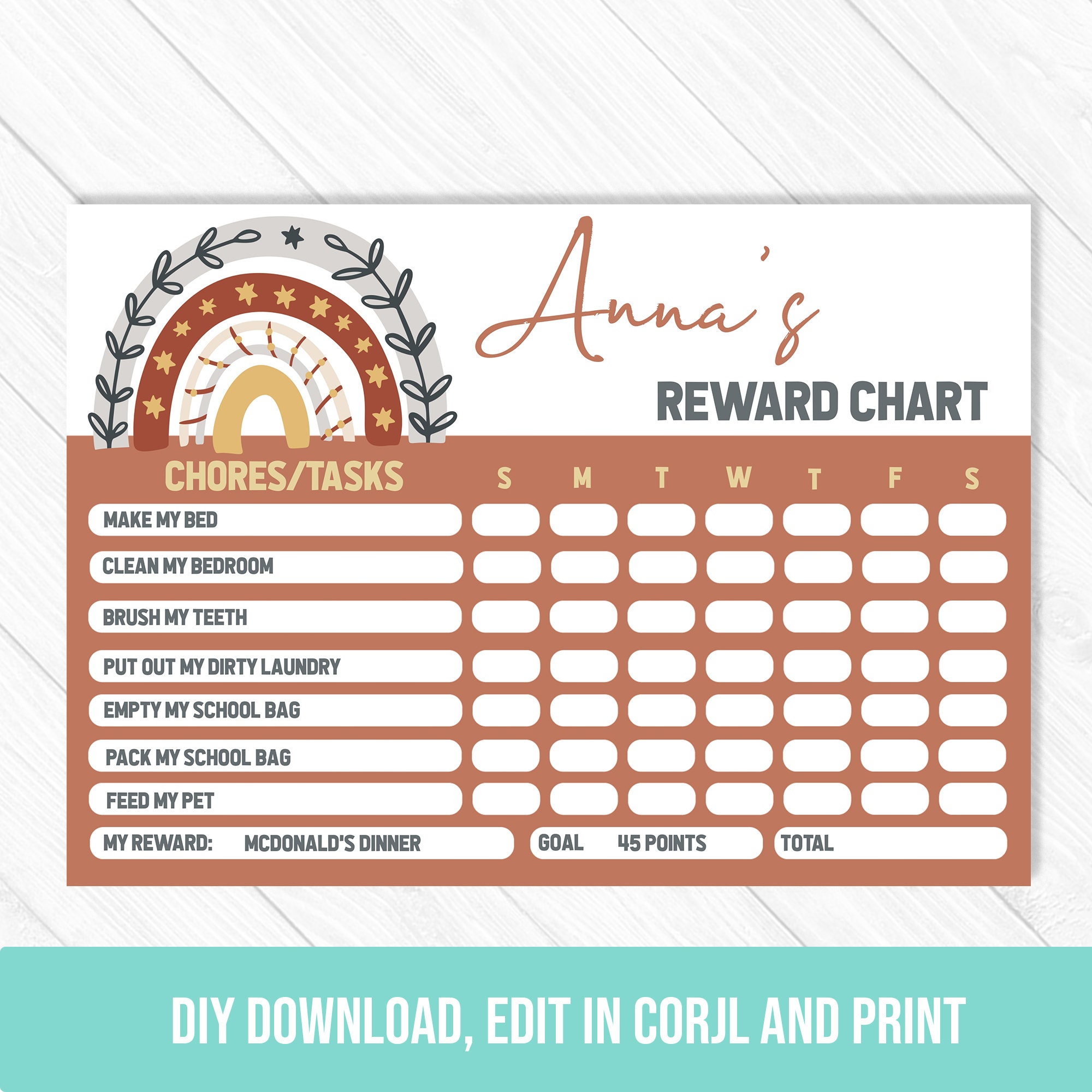 DIY Printable | Reward Charts - Etsy