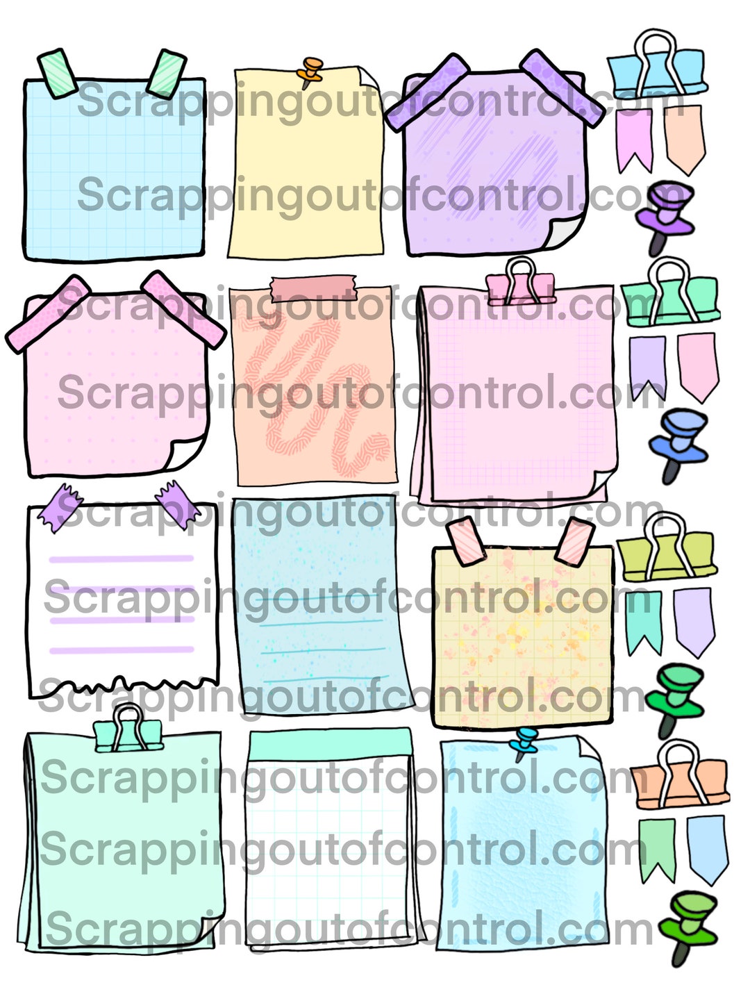 Sticky Notes Digital Stickers - Etsy