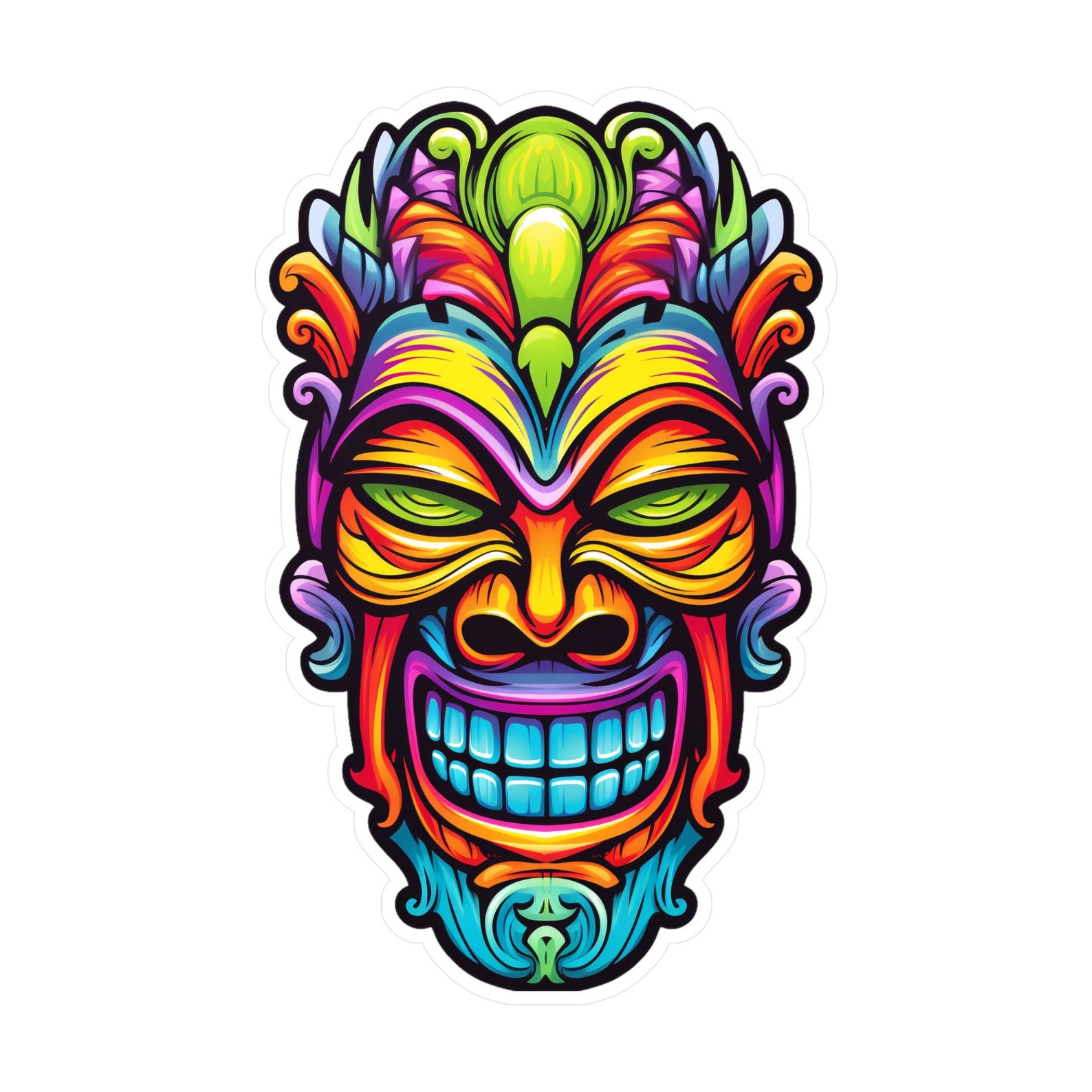 Pacific Vibe - Tiki Mask Sticker /kiss-cut Vinyl Decal - Etsy