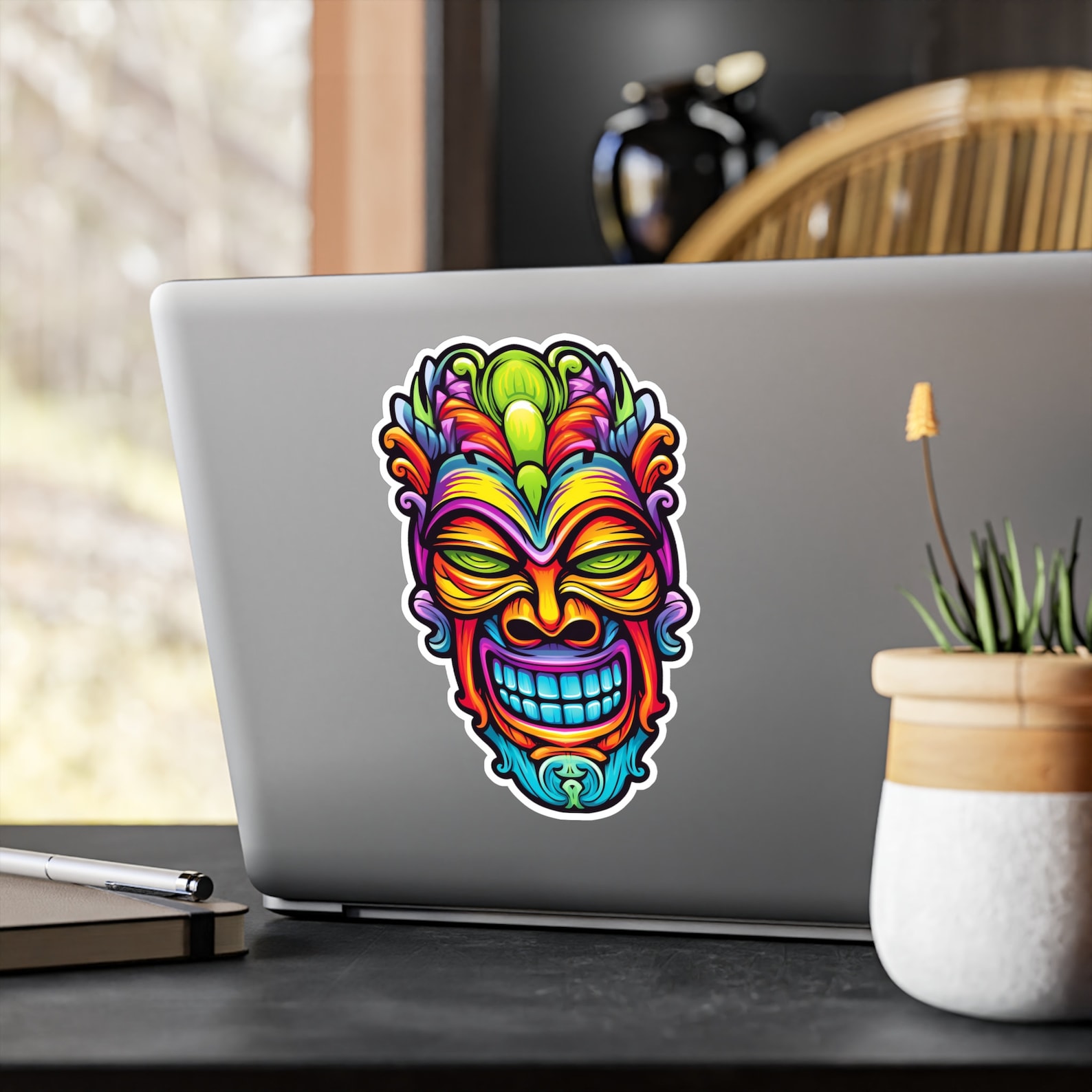 Pacific Vibe - Tiki Mask Sticker /kiss-cut Vinyl Decal - Etsy