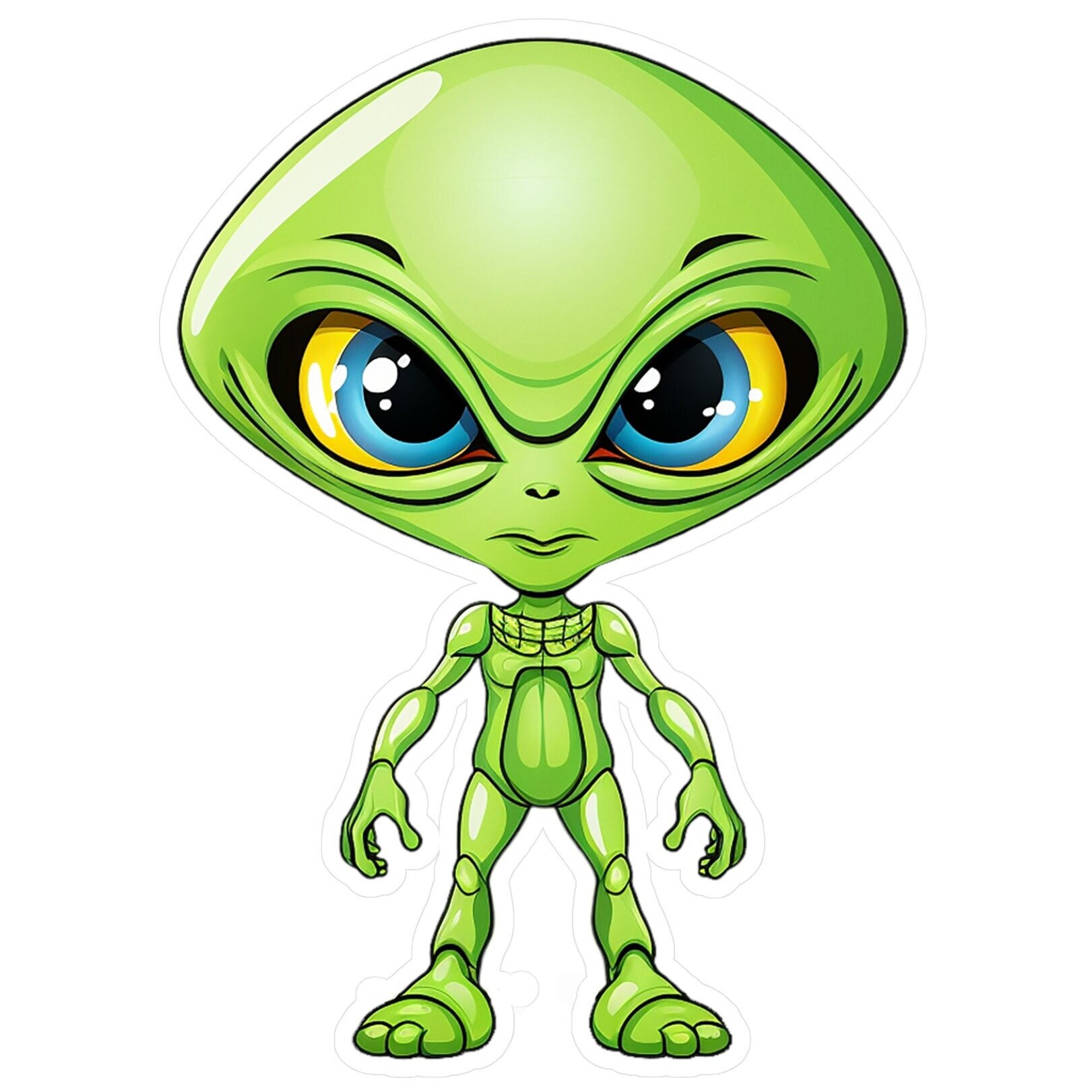 Vibrant Green Alien Sticker Express Your Extraterrestrial Vibe Kiss-cut ...