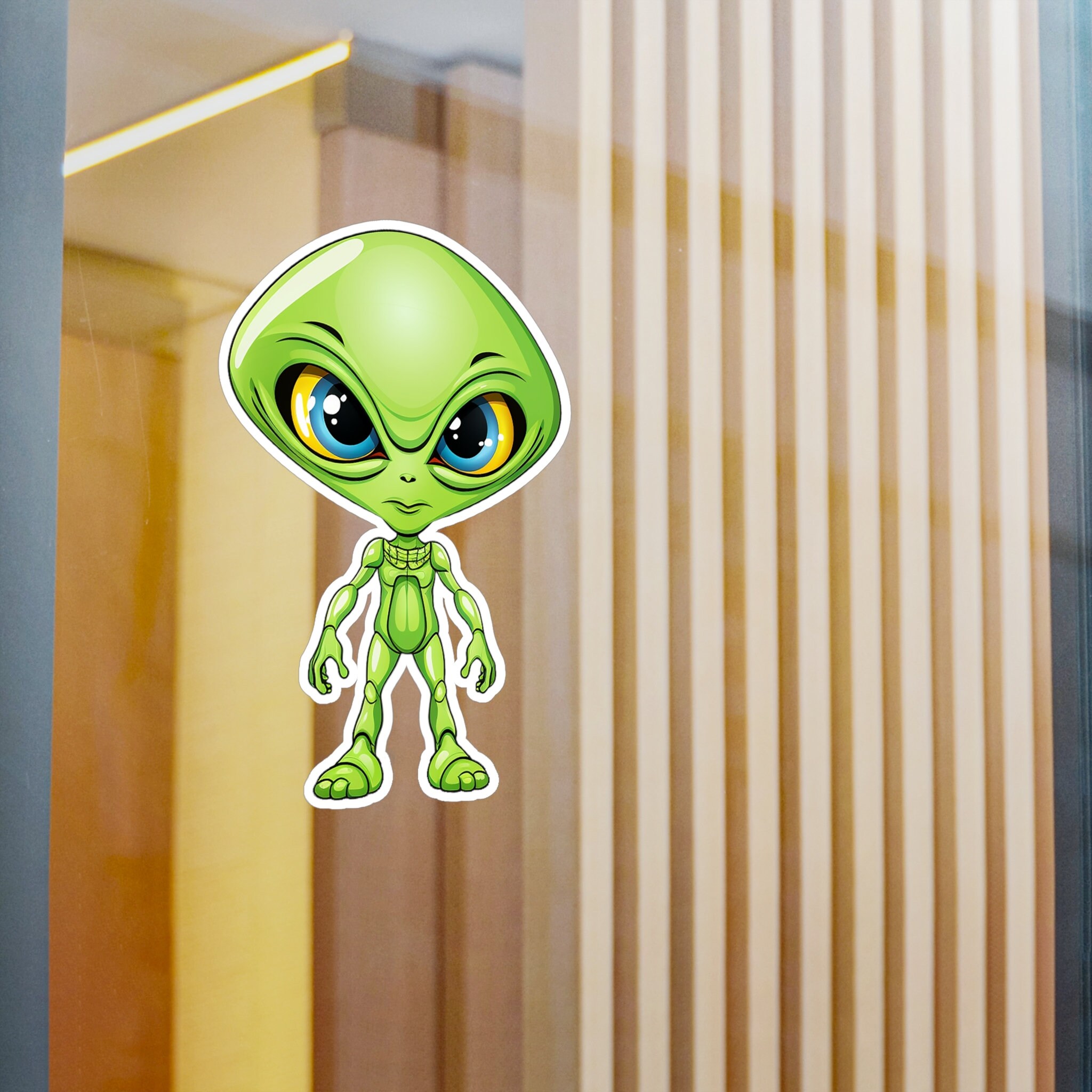 Vibrant Green Alien Sticker Express Your Extraterrestrial Vibe Kiss-cut ...