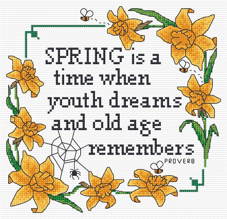 Spring Daffodil Sampler PDF Cross Stitch Instant Download - Etsy