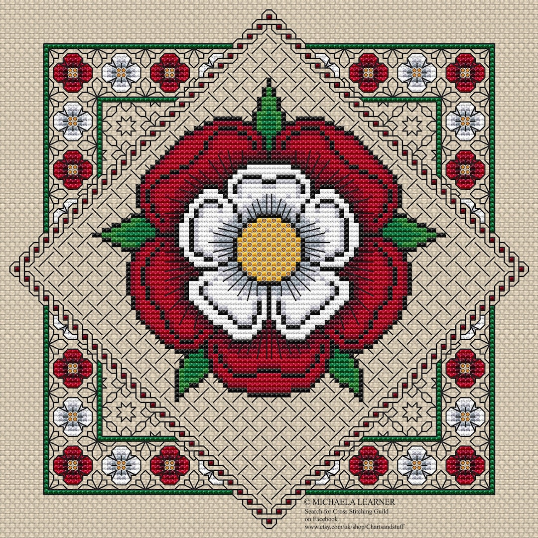 Tudor Rose Blackwork and Cross Stitch PDF Download Pattern - Etsy
