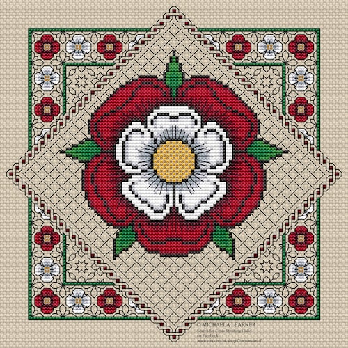 Tudor Rose Blackwork and Cross Stitch PDF Download Pattern - Etsy UK