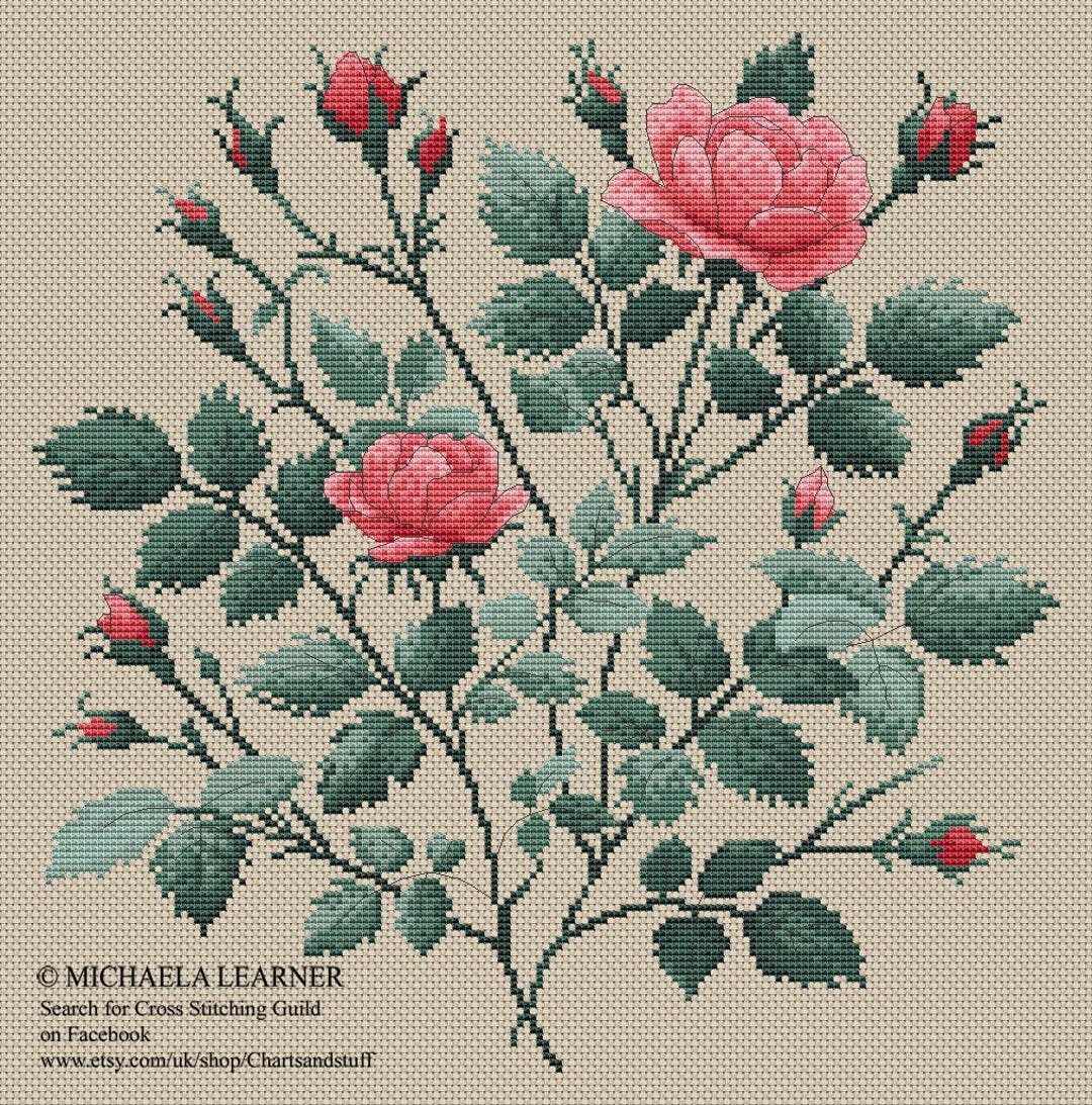 Delicate Dusky Rose Cross Stitch Pattern. PDF Instant Download - Etsy