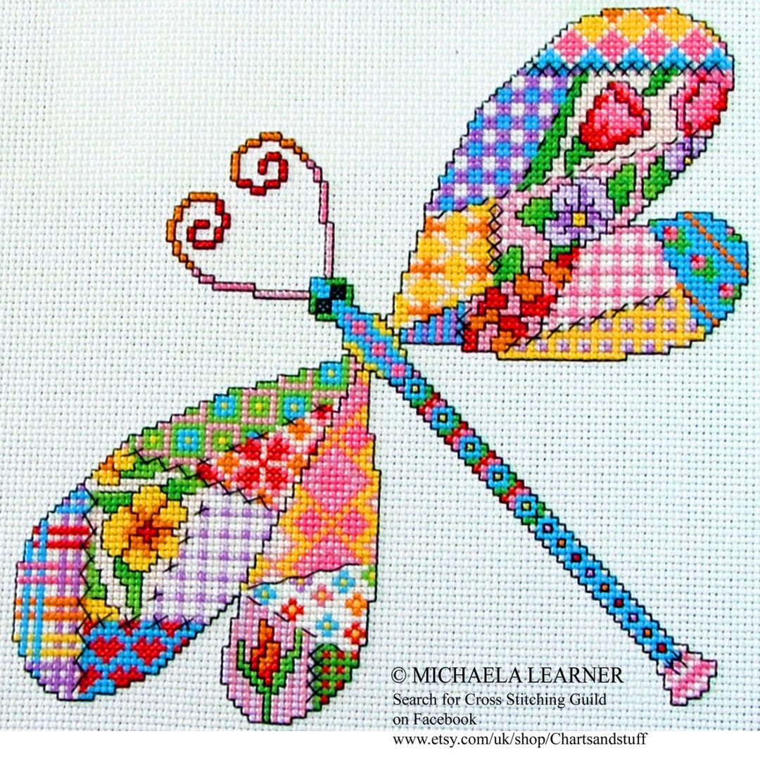 Patchwork Dragonfly Cross Stitch Instant Download PDF Pattern - Etsy