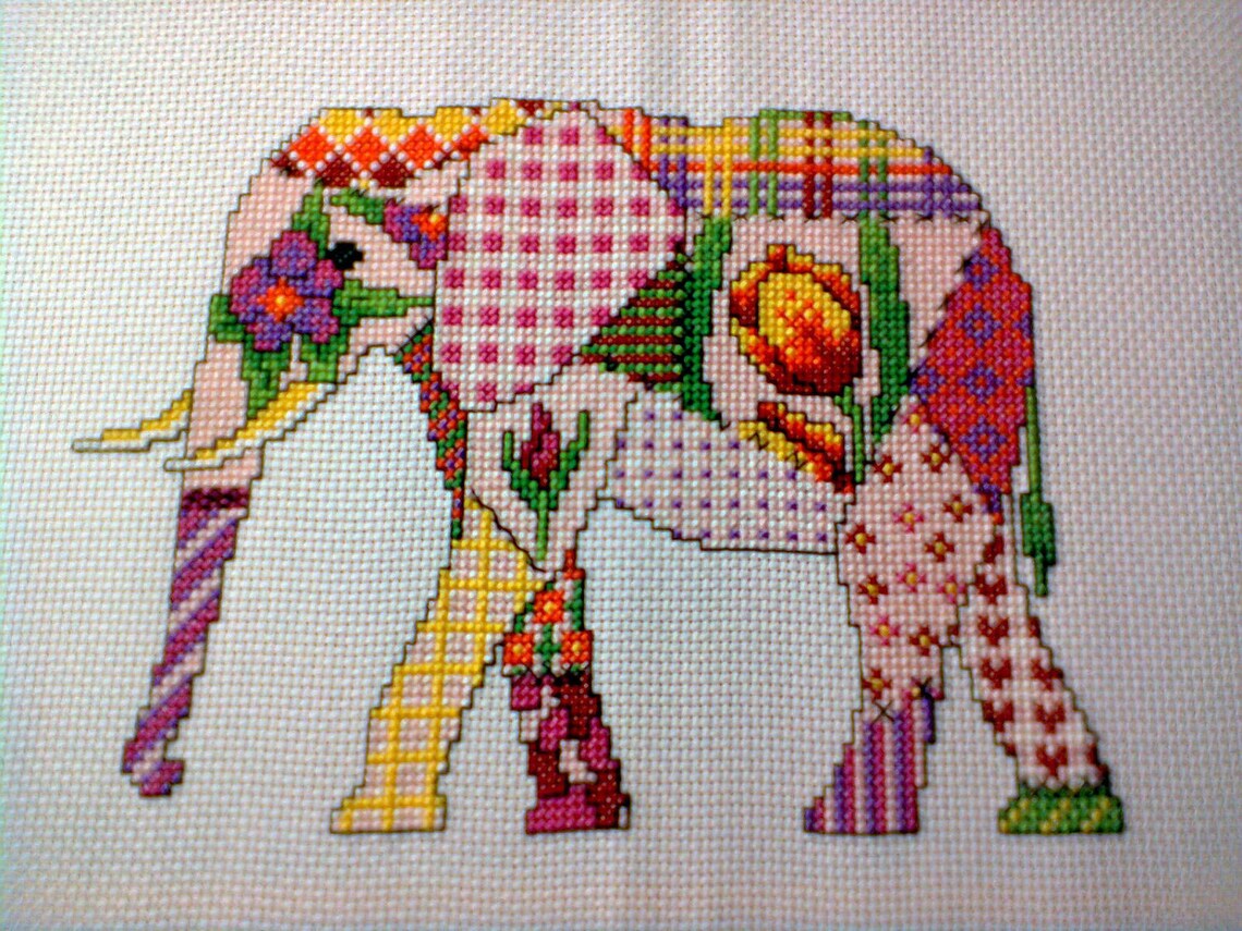 Patchwork Elephant Cross Stitch PDF Pattern - Etsy UK