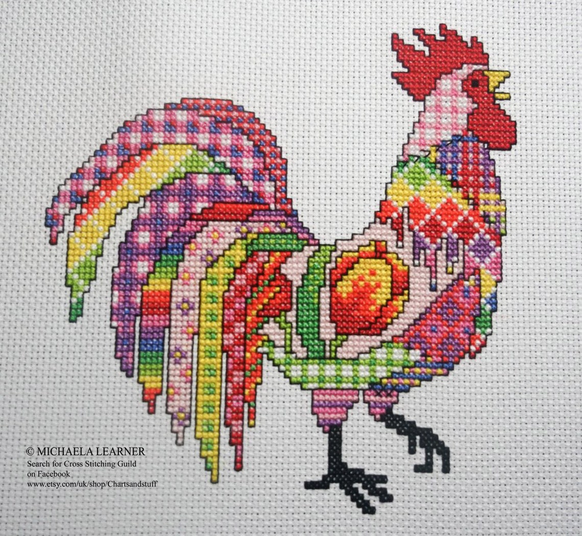Patchwork Cockerel Cross Stitch Pattern PDF Download - Etsy