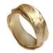 18k Solid Gold Brushed Gold Rustic Ring Thick Band Folded - Etsy
