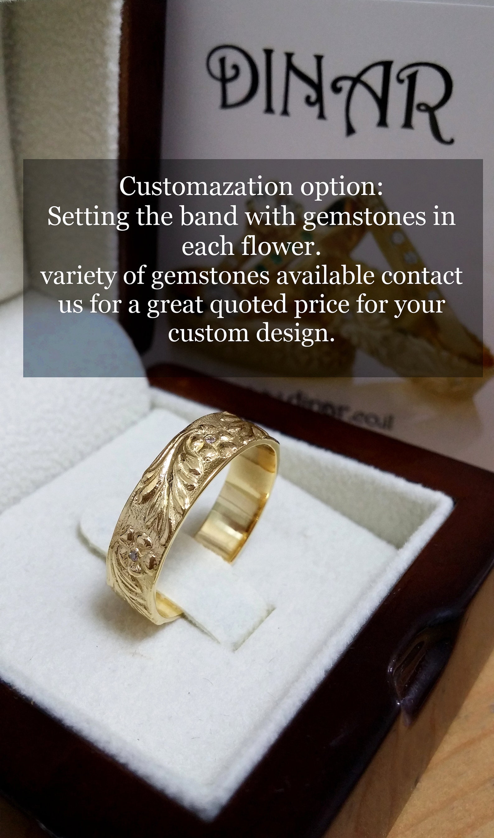 Engraved Flowers Leaves Women Wedding Ring Handmade Floral | Etsy