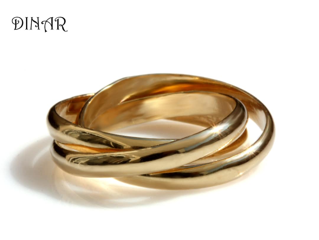 14k Trio Intertwined Rolling Ring, Triplet 3mm Wide Half Round Three ...