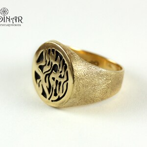 14k Gold Signet Ring 'shma Israel' Men Wide Gold Ring, Handmade Antique ...