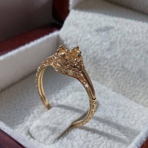 14k Rose Gold Ring Filigree Setting, Vintage Ring Setting, Engagement ...