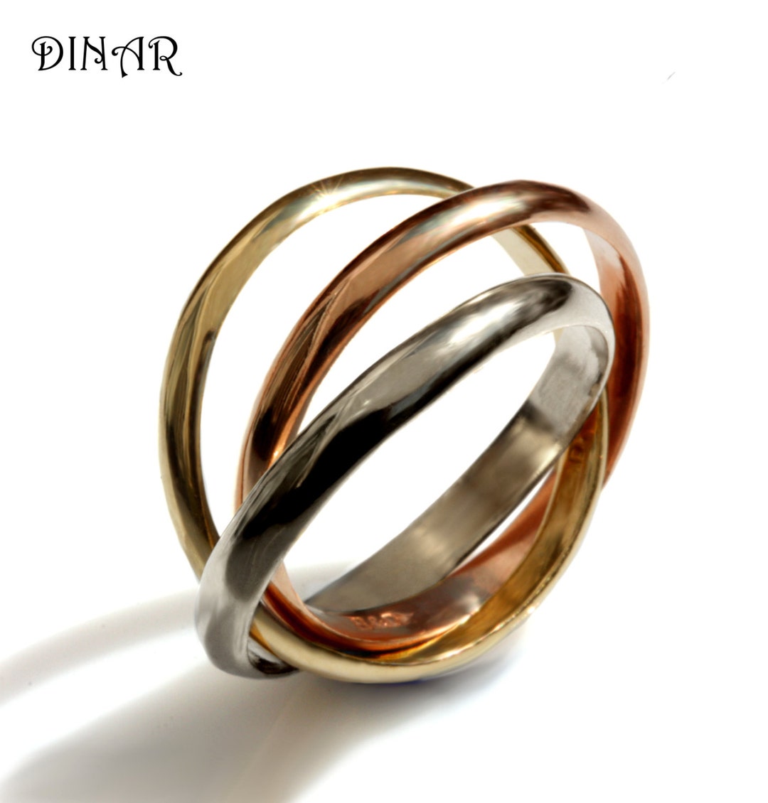 Trio Color Triplet Intertwined Rolling Tri Ring, Three Bands 3mm Wide ...