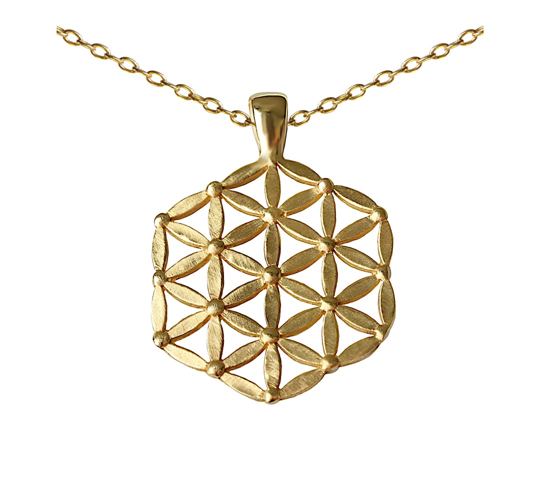 Flower of Life Pendant 14k 18k Solid Gold, Flower of Life Gold Necklace ...
