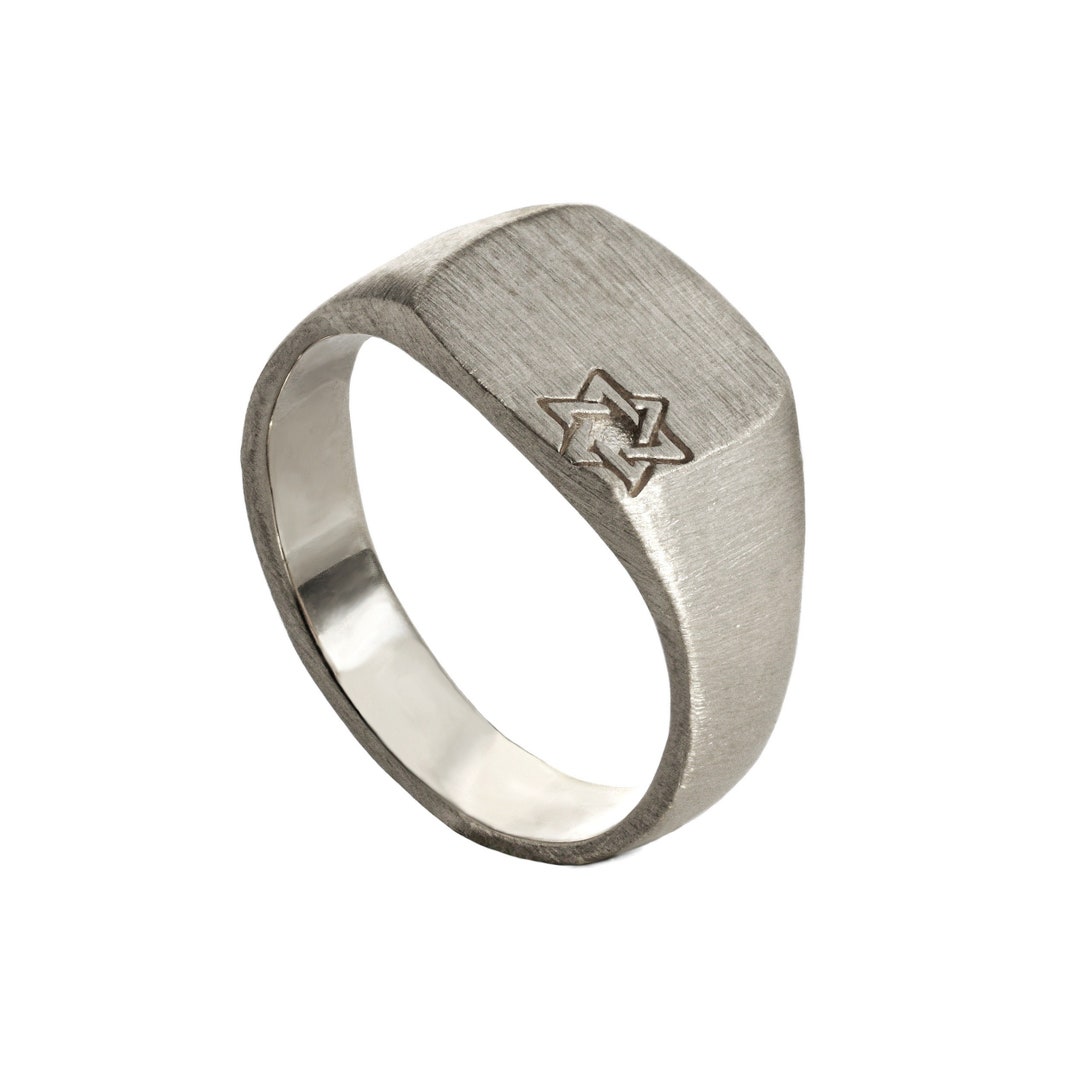 Silver Magen David Star of David Signet Ring , Sterling Silver Israeli ...