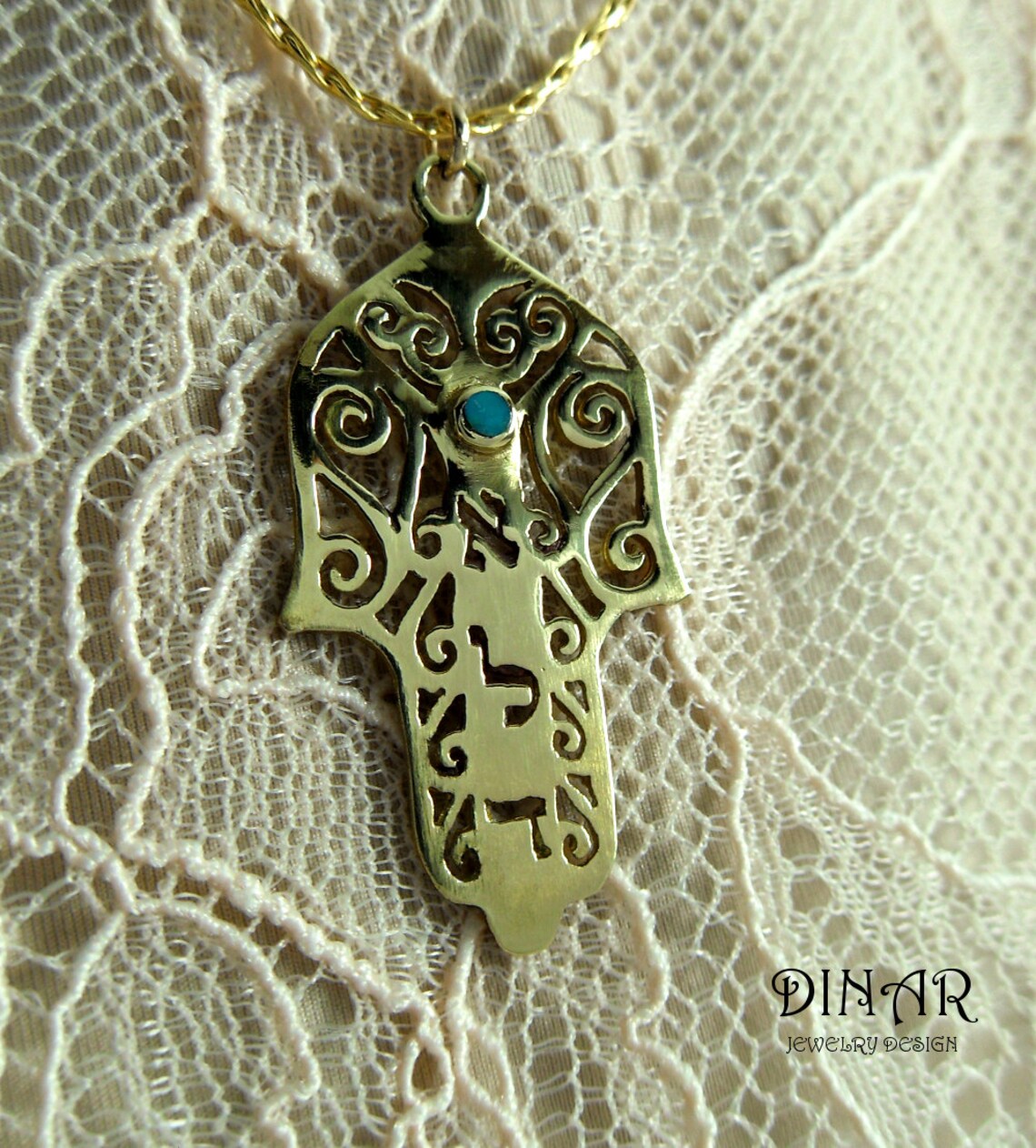 Hamsa Jewish Pendant 14k Solid Gold , Kabbalah Hamsa Jewelry ,ethnic ...