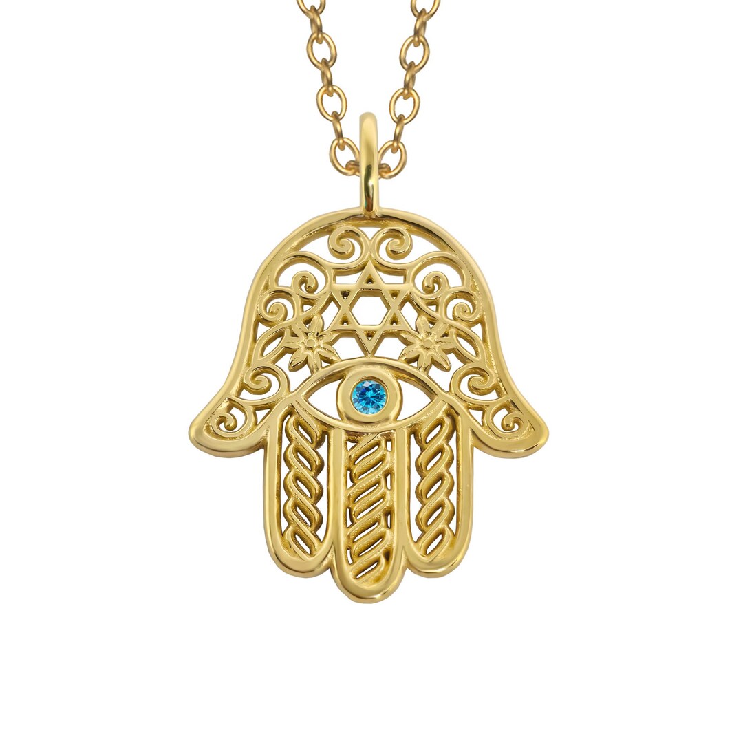 Hamsa Filigree David Star Palm Hand Evil Eye Charm Magen David Jewish ...