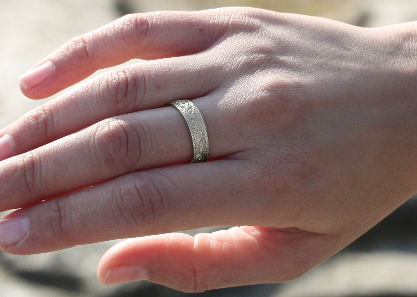 Sterling Silver Womens Wedding Ring , Silver Promise Ring, Engraved ...