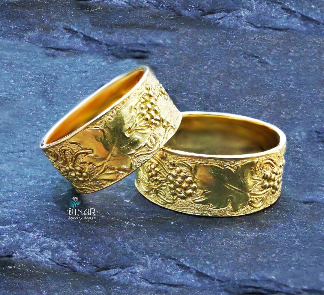 Matching Wedding Rings Couple Rings Set Engraved Grapevine Antique ...