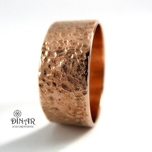 Hammered Wide Men Wedding Ring Band 14k Solid Gold ,rustic Earthy ...