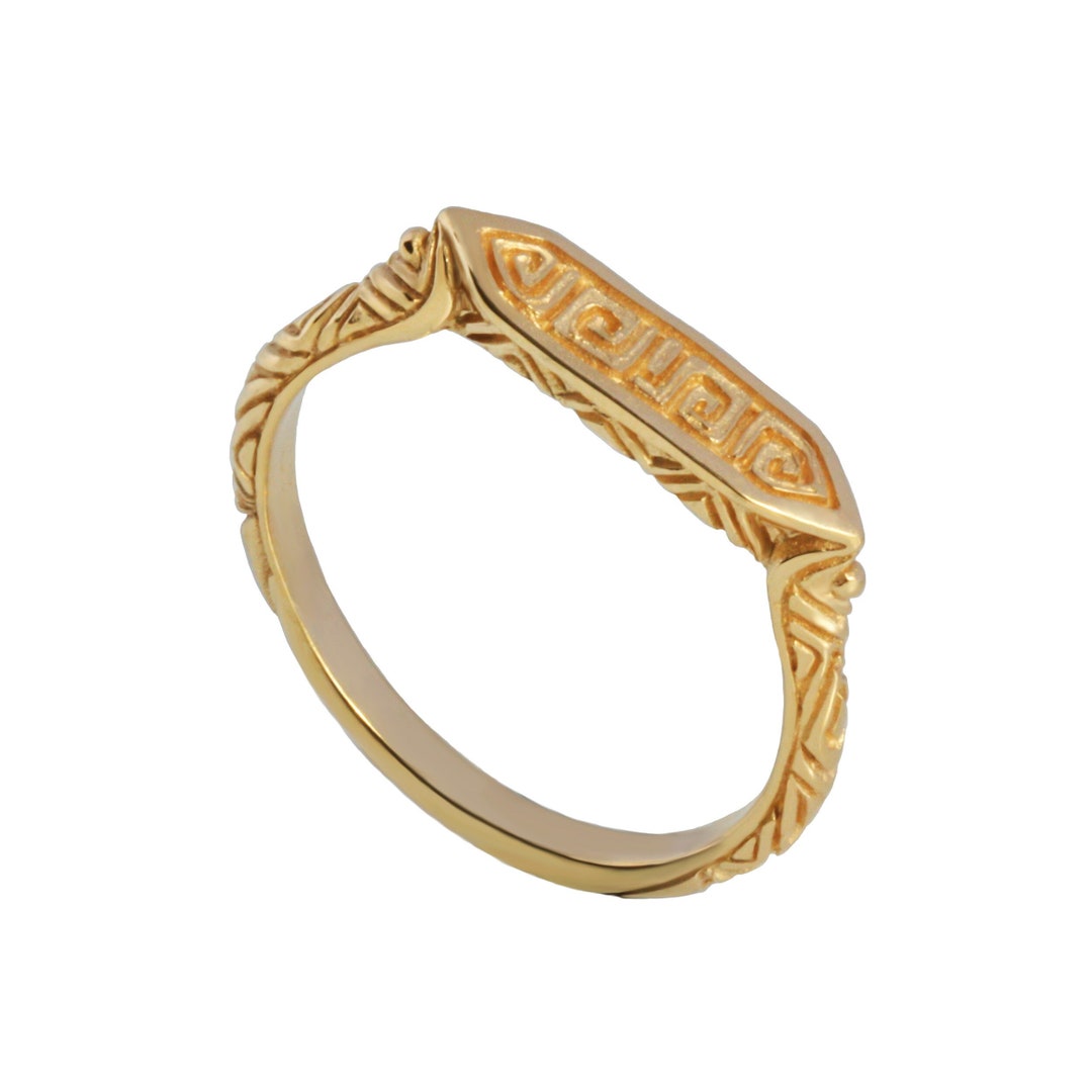 Signet Ring, Aztec Signet Ring, Bar Signet Ring, Ancient Style Signet ...