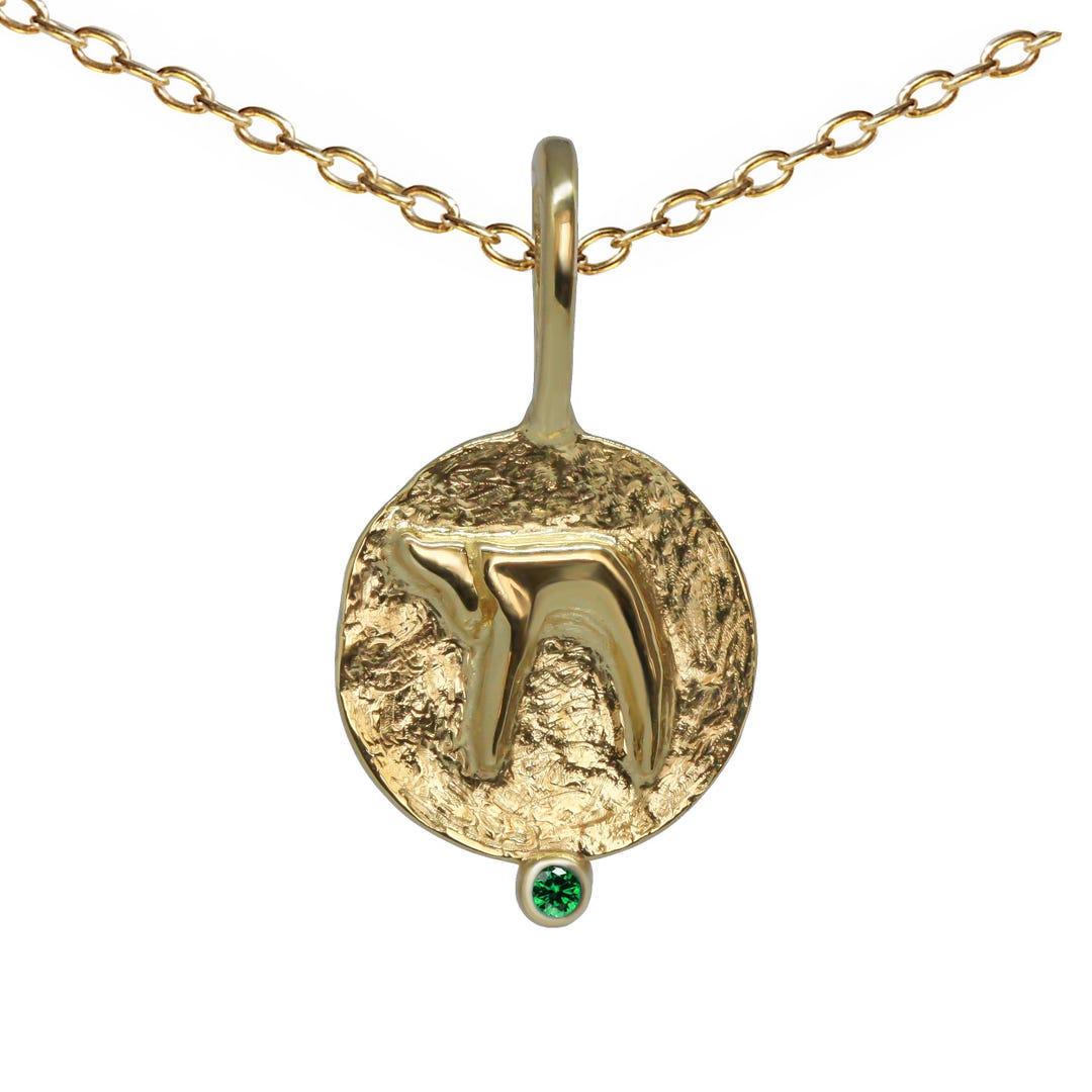 Chai Pendant Solid Gold , Chai Round Coin Pendant Necklace, Handmade ...