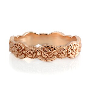 Gold Flower Ring, Ring With Roses, Roses Wedding Ring, Flowers Dainty ...