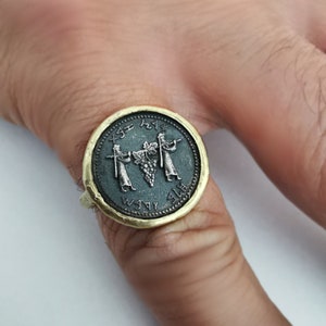 Signet Antique Coin Ring , Ancient Hebrew Jewish Signet Ring, Silver ...