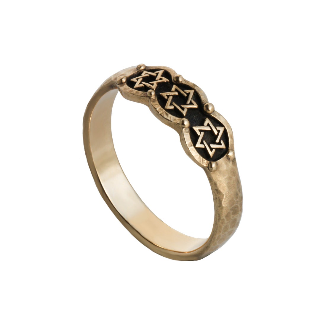 Star of David Ring , Magen David Gold Ring, 14k 18k Solid Gold Star of ...