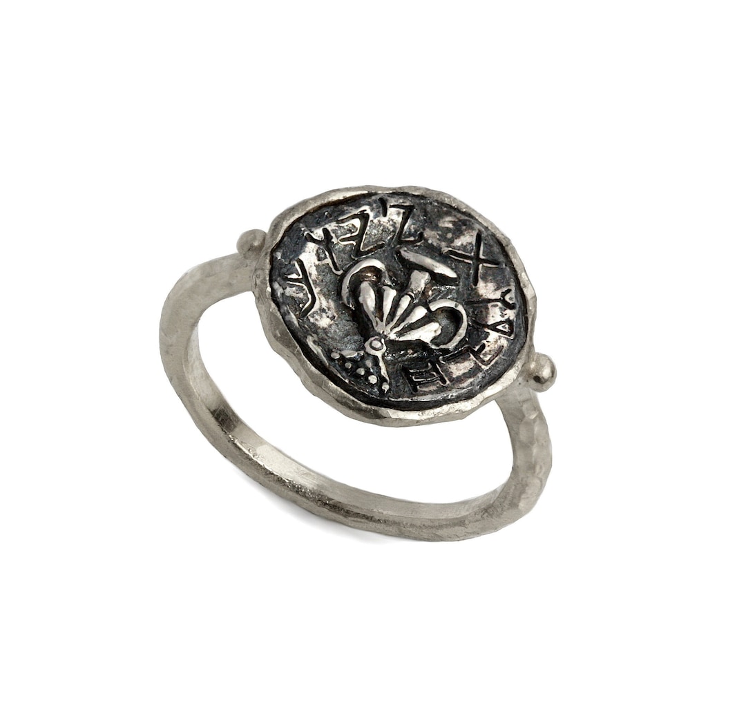 Antique Coin Silver Signet Ring, Oxidized Black Silver Rustic Signet ...