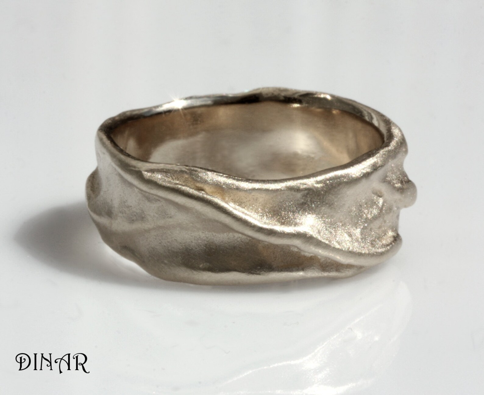 Silver Men Wedding Band, Thick Men Band, Brushed Sterling Silver Folded ...